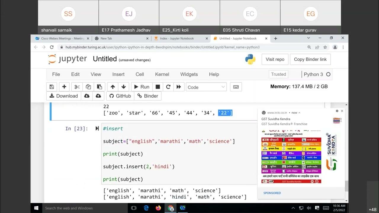 Python Programming Session-9 List datatype & basic operations on list ...