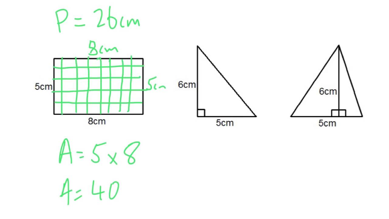Perimeter & Area: Rectangles/Triangles - Tutorial - YouTube