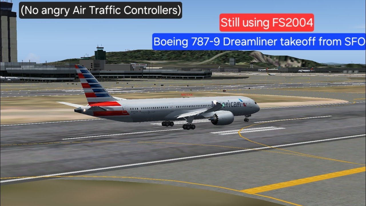 Boeing 787-9 Departure from Expanded SFO | FS2004 Takeoff – Runway 1R ...