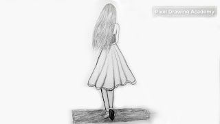 Girl Walking Forward Drawing