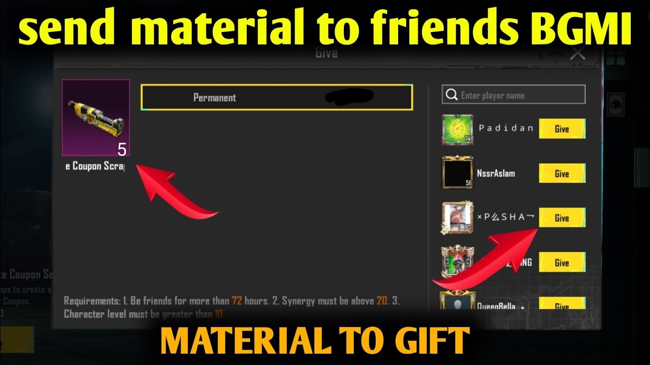 How to send material to friends BGMI pubg l transfer material to ...