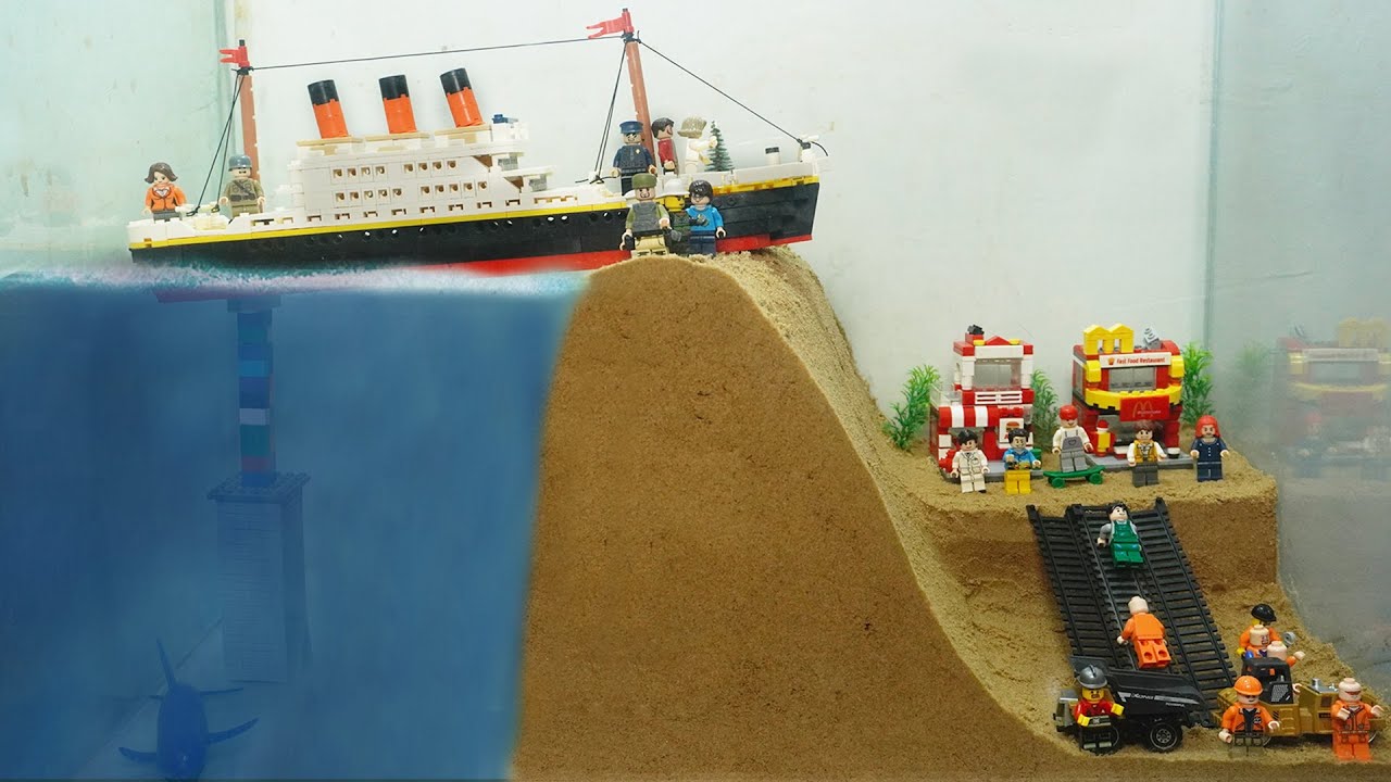 Dam Collapse of the Lego City due to flooding of Titanic Ship Sink ...