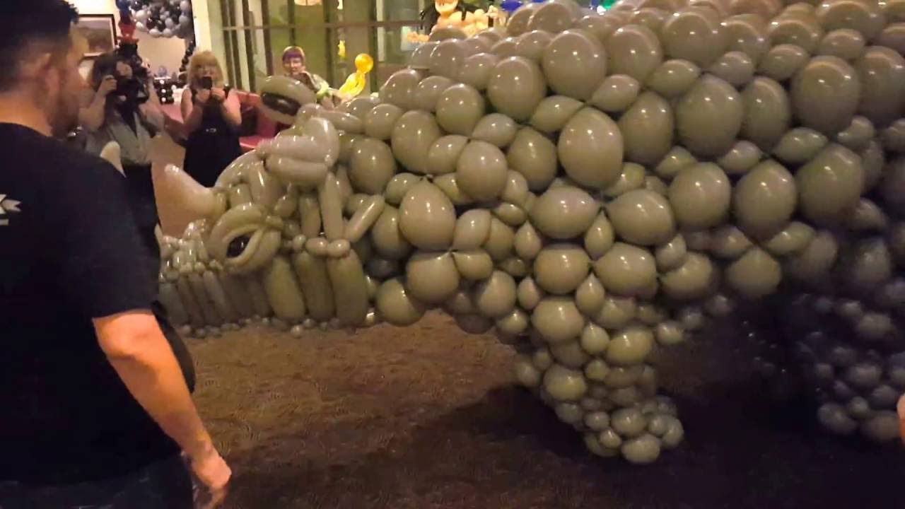 Larger than life balloon Rhino sculpture! - YouTube