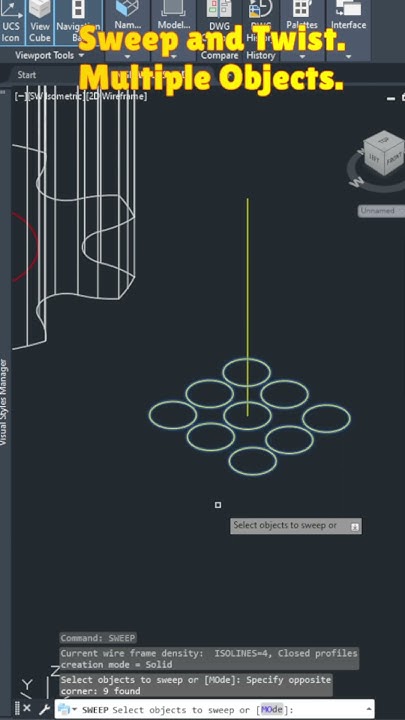 AutoCAD How to Use Sweep and Twist Command Path, Multiple, Twist, #shorts #autocad #tutorial # ...