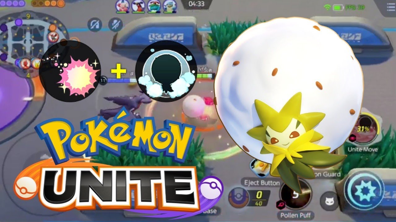 Pokemon Unite Mobile | Eldegoss (Pollen Puff + Cotton Guard) Gameplay ...