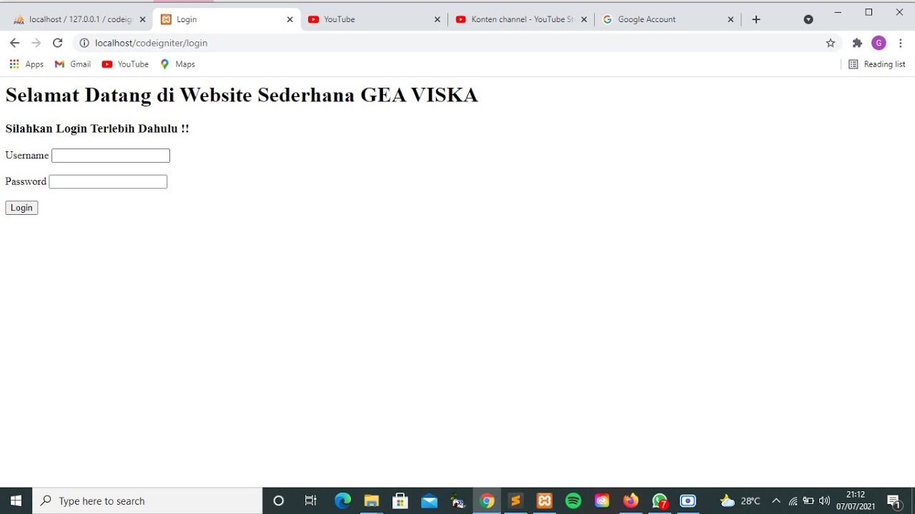 TUGAS FRAMEWORK PROGRAMING - website sederhana menggunakan codeigniter - YouTube