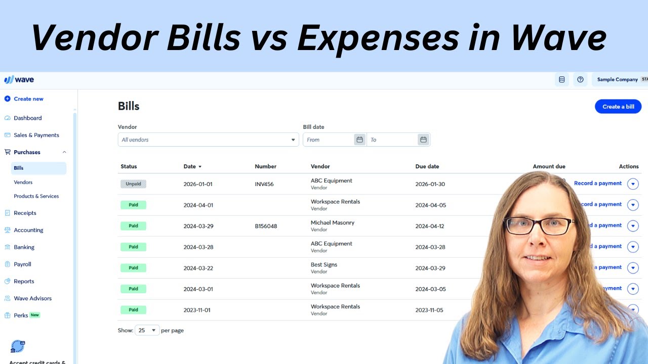 Entering Expenses in Wave: Vendor Bills vs Expenses - YouTube