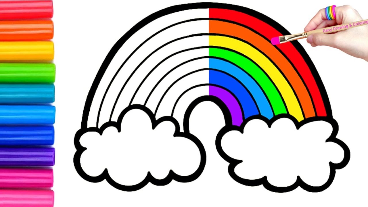 How to draw cute and easy Rainbow | Easy drawing for kids #coloring # ...