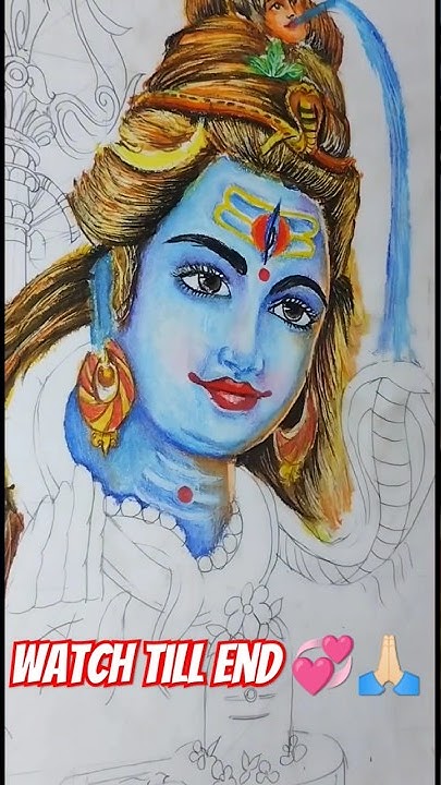Lord Shiv ji drawing 🙏🏻 ️ | शिव जी | oil pastels | #shorts # ...