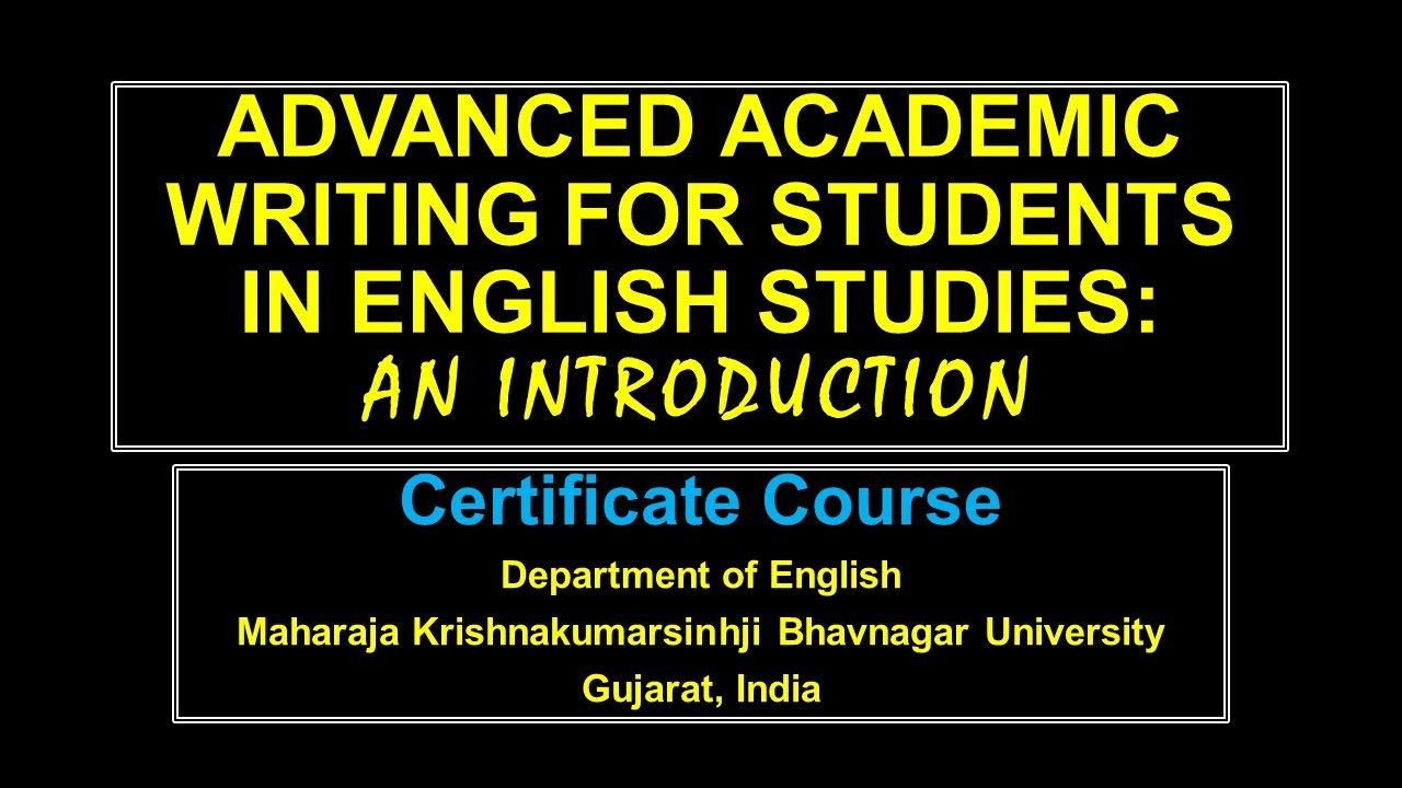 Introduction to Certificate Course on Advanced Academic Writing for ...
