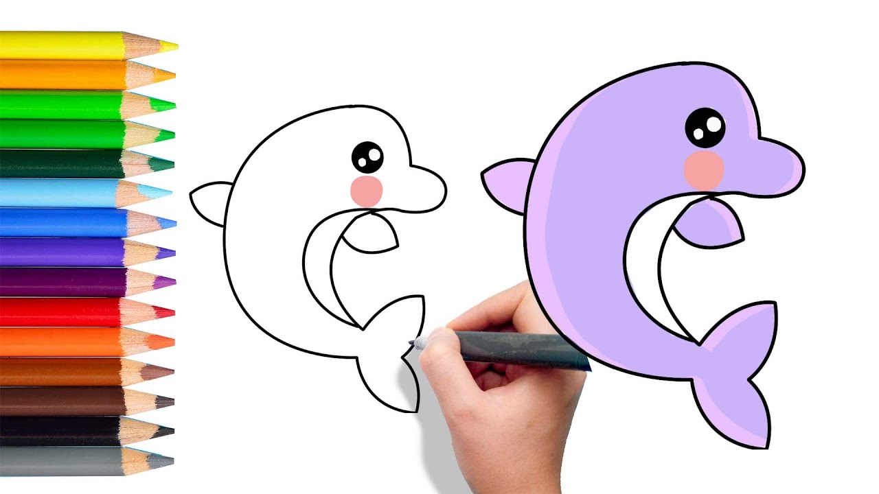 how to draw Dolphin? step by step - YouTube
