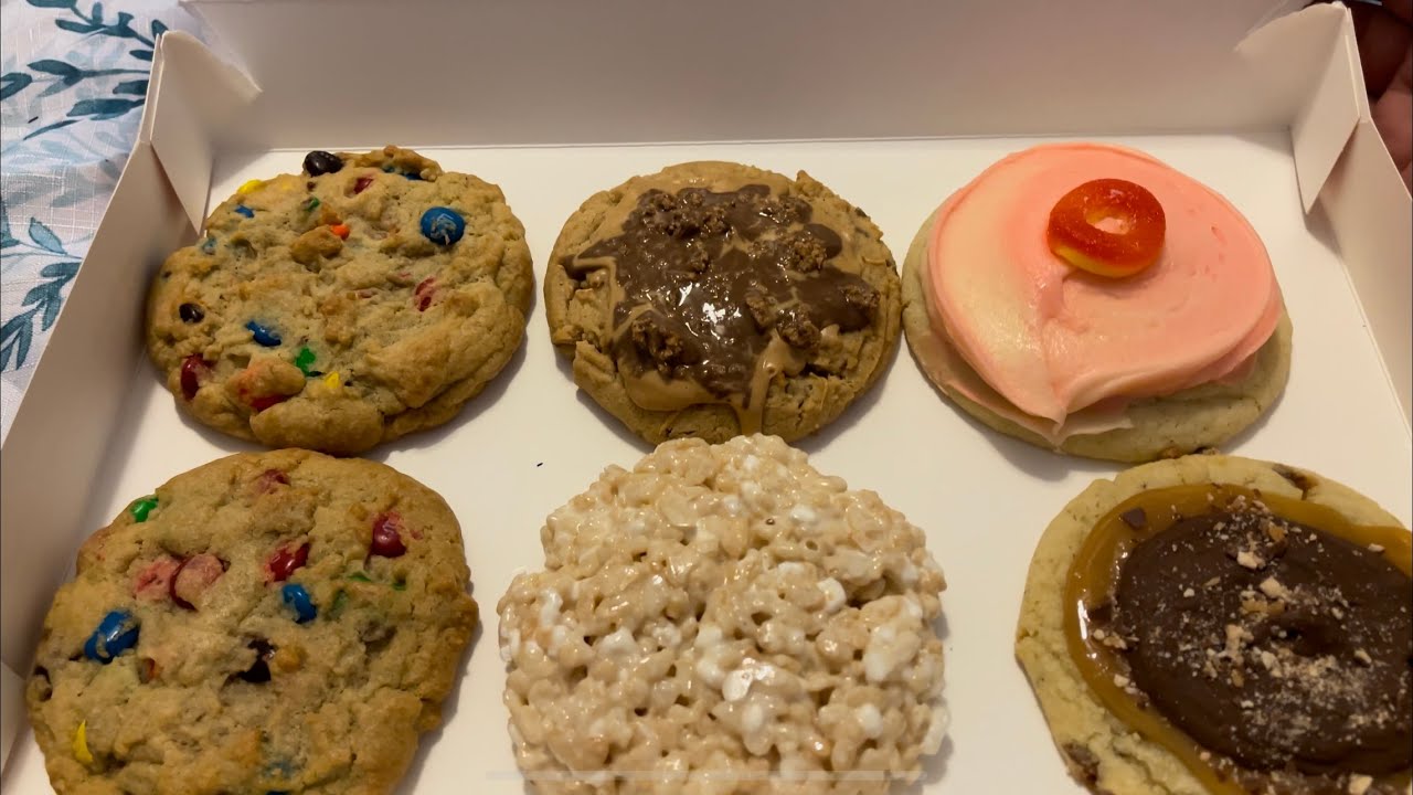 Blind Guy Tries Crunbl Cookies Twix,Rice Crispy,Peach Ring, m&m and ...
