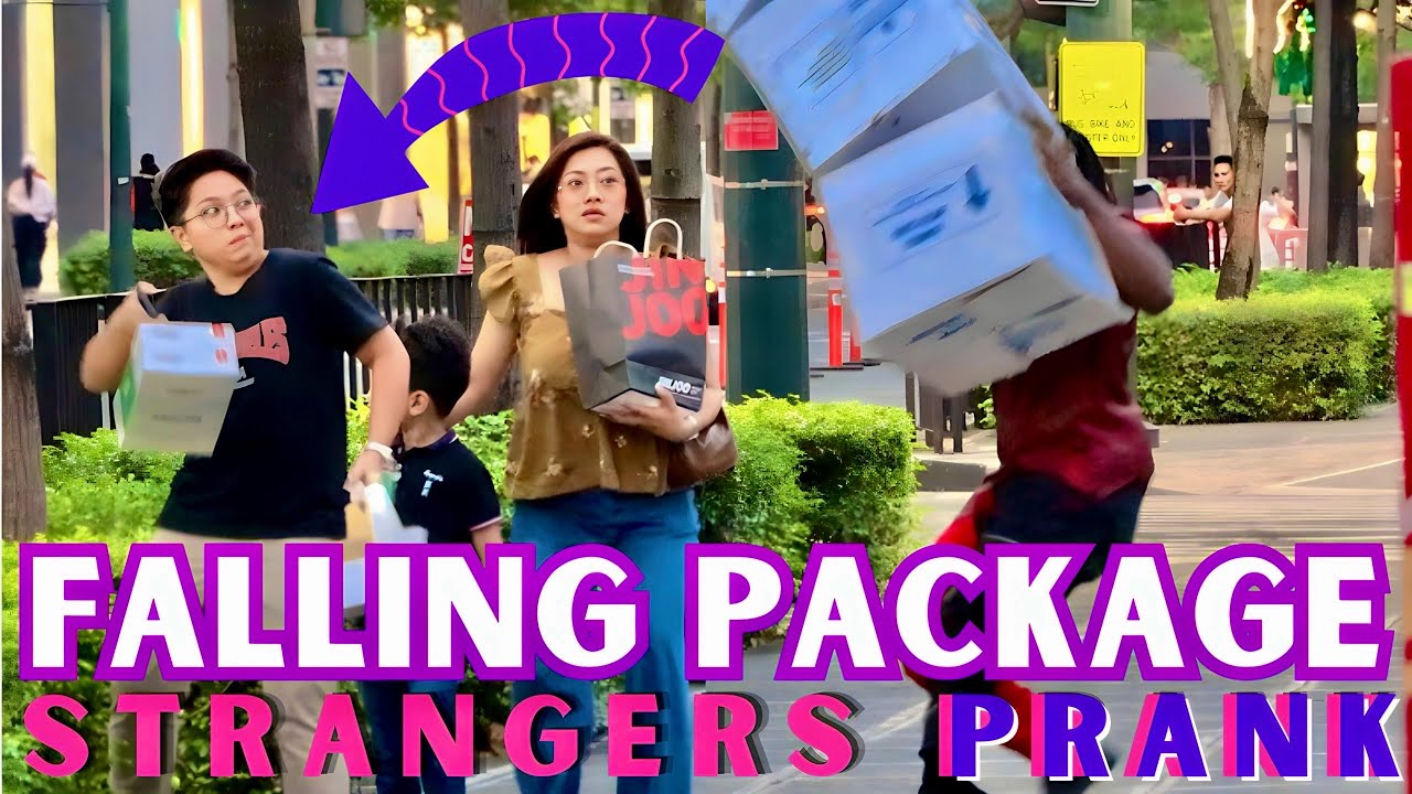 I got trouble by my FALLING PACKAGE | Strangers reaction - YouTube
