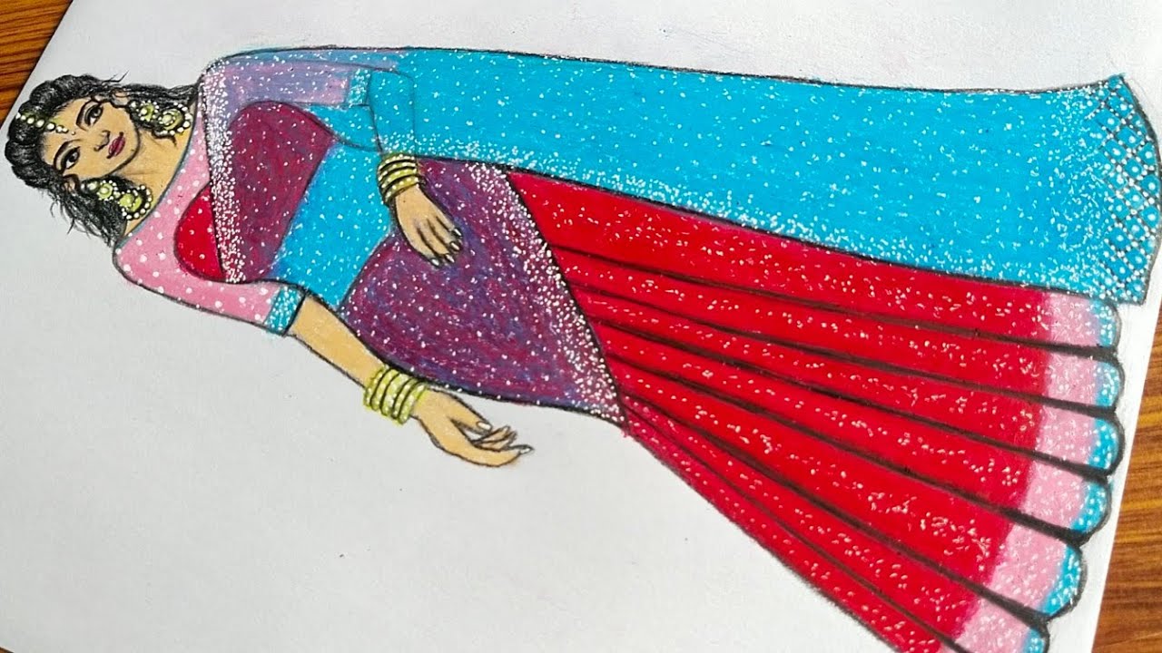 Traditional girl drawing/Bride drawing/Saree drawing/Girl drawing/Dress ...