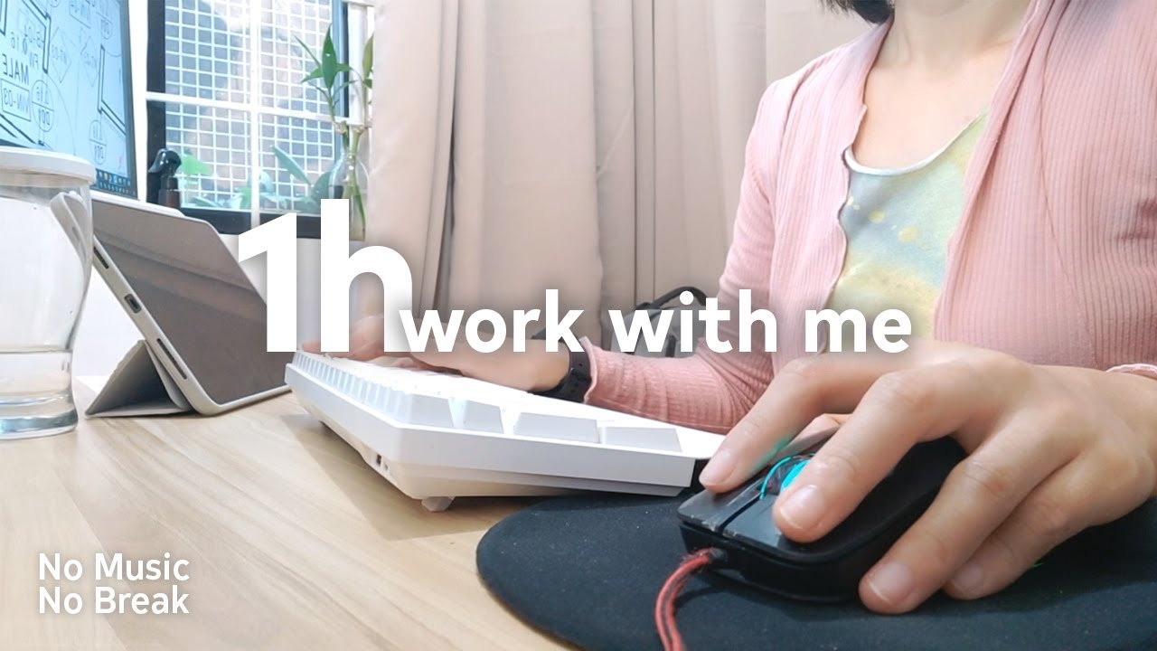 1 HOUR WORK STUDY WITH ME | No Music, No break, Typing & Mouse ...