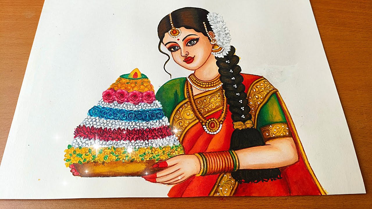 Navratri Special Bathukamma Drawing easy|Dandiya girl Drawing|StarMaa ...