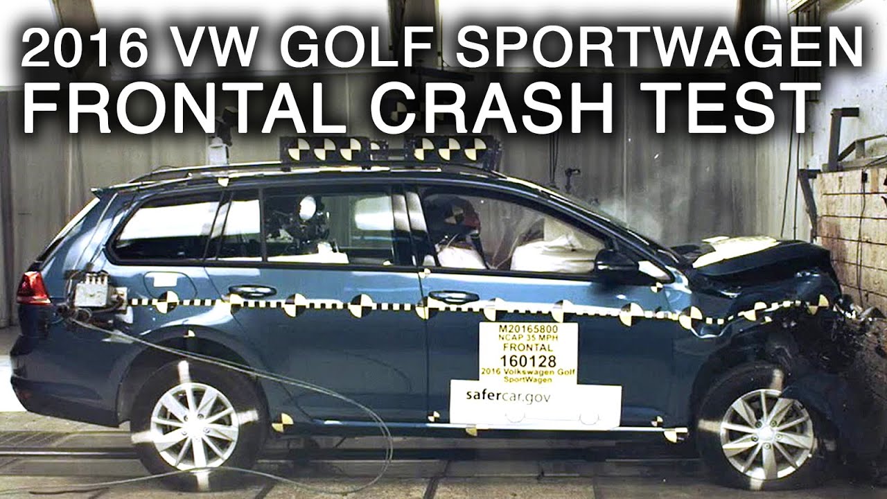 2016 VW Golf SportWagen Crash Test (Frontal Crash) - YouTube