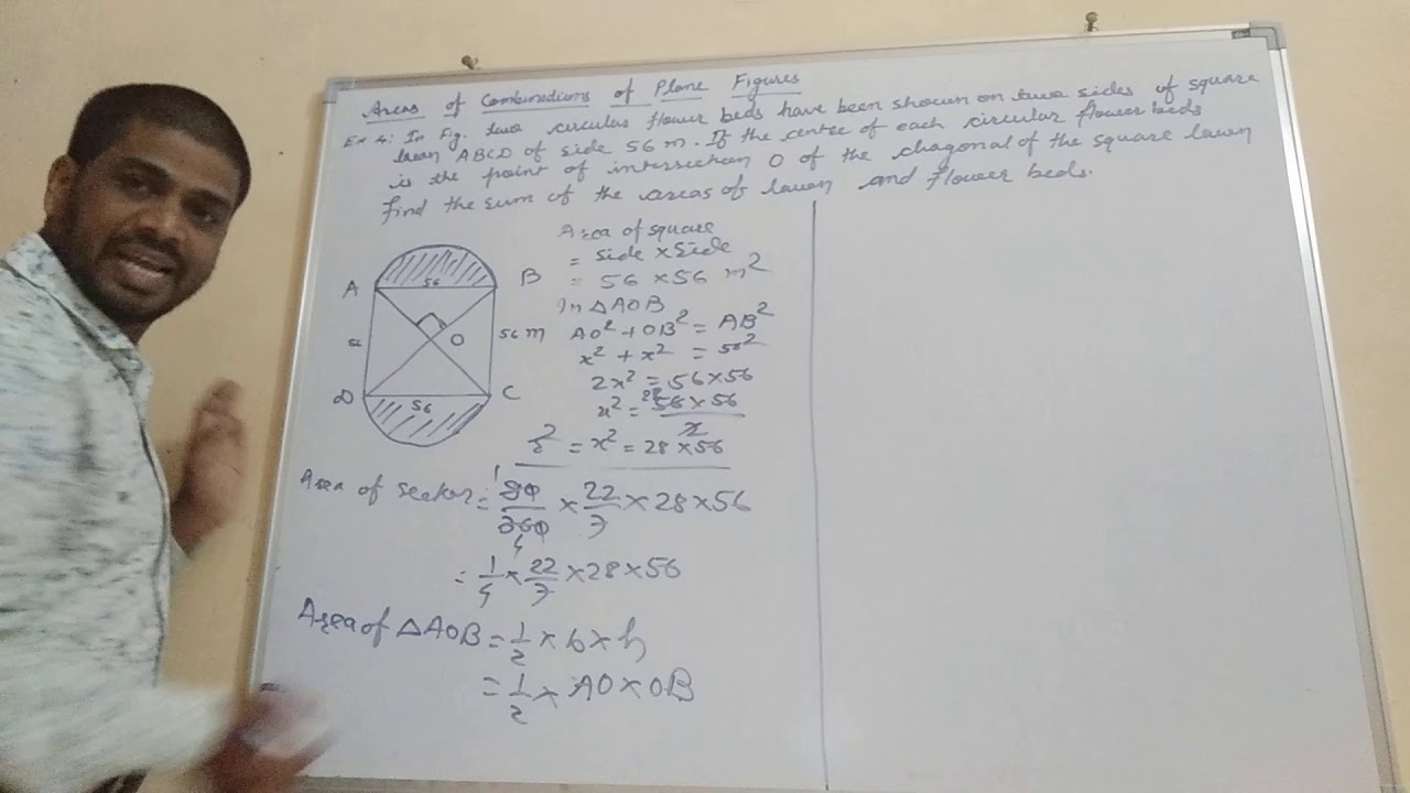 Areas of combinations of plane figures Example 4 Exercise 12.3 - YouTube