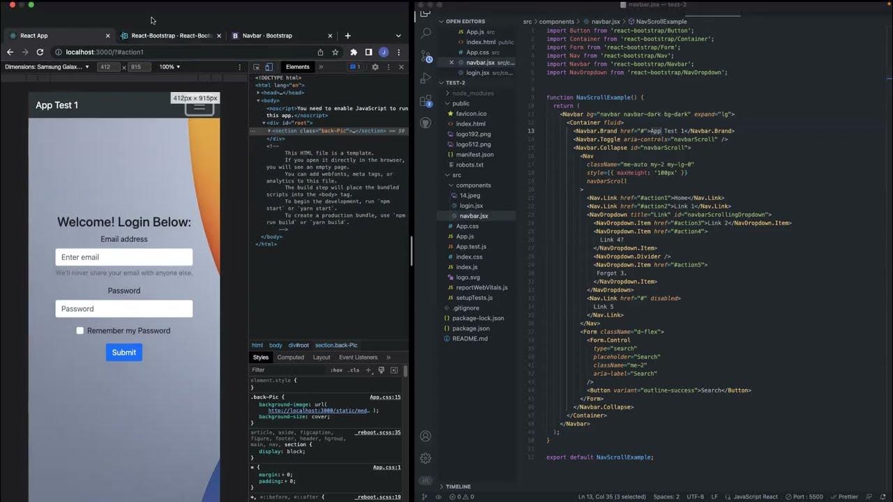 Create-react-app Navbar and Login - YouTube