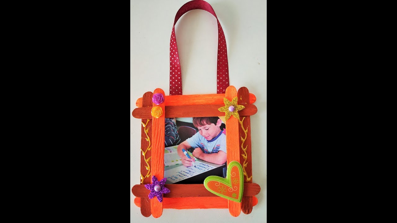 popsicles easy crafts for kids | icecream stick photo frame | diy ...