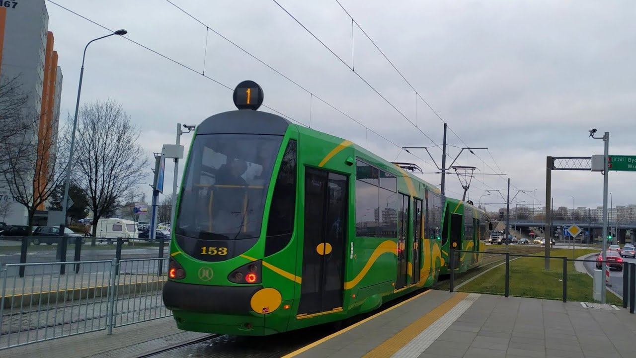 MPK Poznań | Moderus Alfa HF04 AC #152+#153 | Linia nr: 1 Kierunek ...