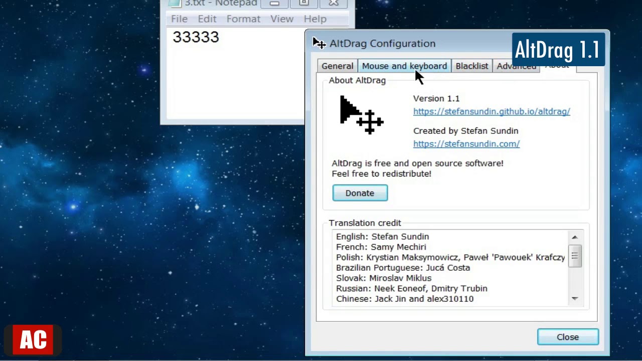 Center Window with Alt + Click on Windows-AltDrag - YouTube