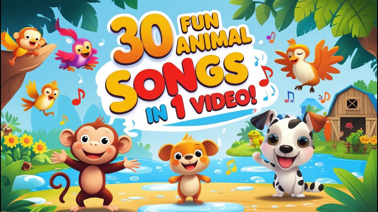 30 Fun Animal Songs in 1 Video! Best Kids Songs | Learn Animal Sounds ...