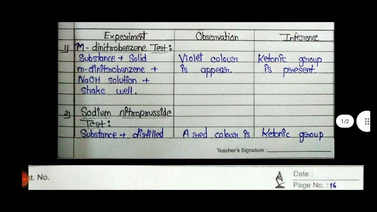 Experiment 07|| Ketonic Functional group ||Chemistry Practical 12th ...
