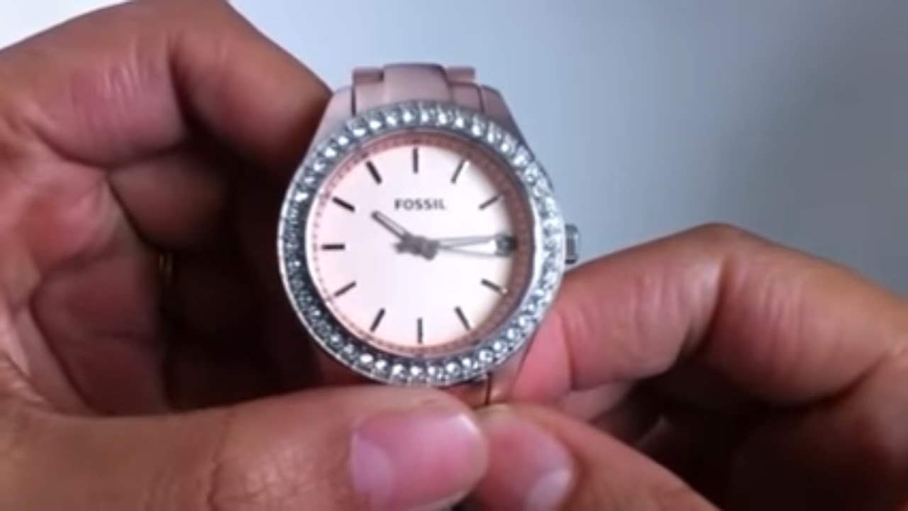 Women's Pink Fossil Stella Mini Aluminum Watch ES2976 - YouTube