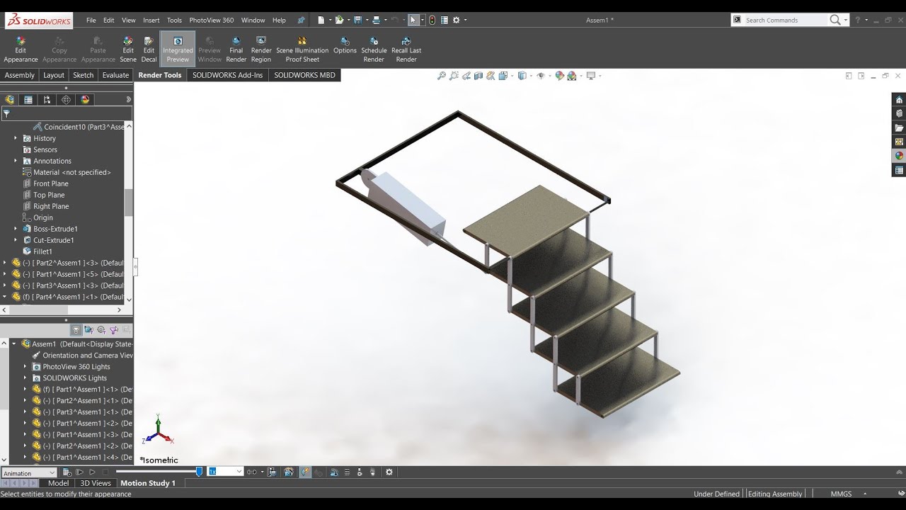 Folding Stairs Mechanism | Solidworks tutorial - YouTube