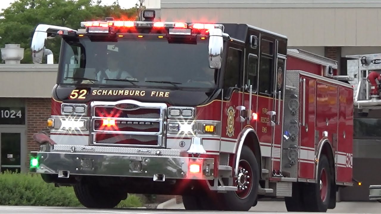 Schaumburg IL Fire Dept Engine 52 & Ambulance 52 (Reserve) Responding ...