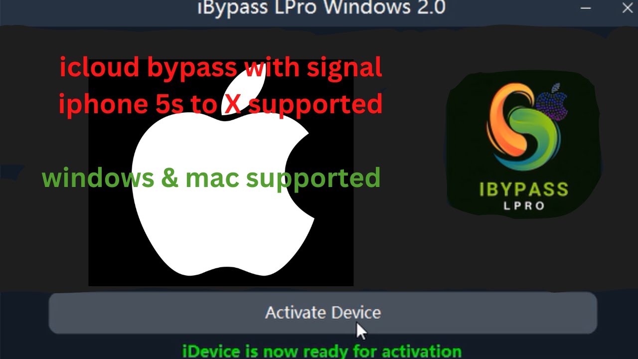 ibypass lpro tool ( iphone bypass with signal ) - YouTube