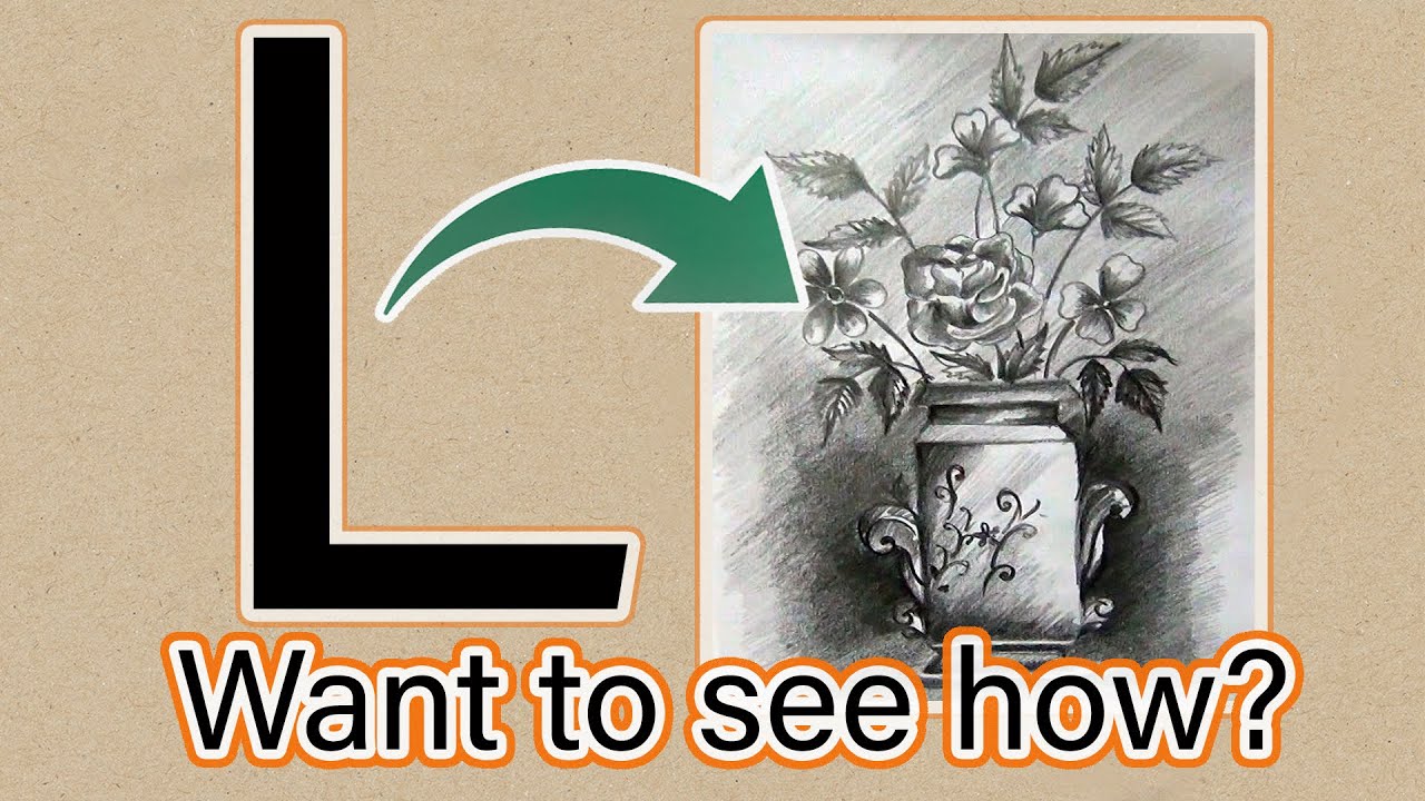 Flower vase||How to draw with alphabet ||L|| Step by step drawing - YouTube
