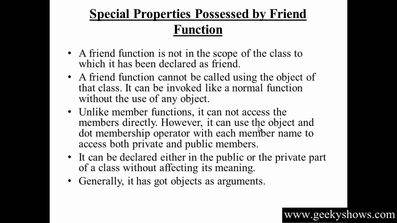 79 Special Properties Possessed By Friend Function In C Hindi YouTube 79 Special Properties Possessed By Friend Function In C Hindi YouTube