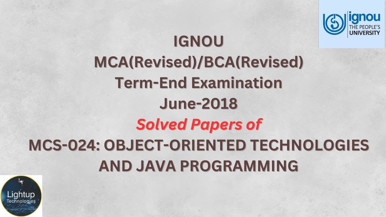IGNOU MCA/BCA June 2018 MCS-024 Java Solved Paper. Guarantee to get ... IGNOU MCA/BCA June 2018 MCS-024 Java Solved Paper. Guarantee to get ...