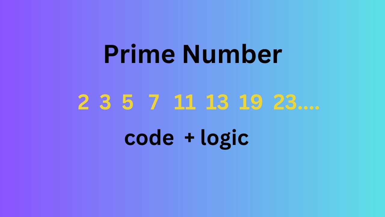 Prime Number | coding +logic |Deepak kumar - YouTube