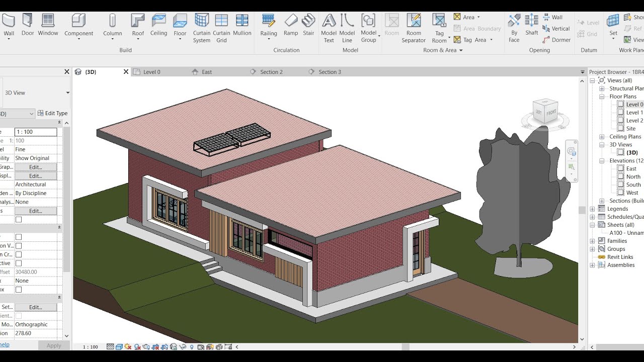 How to draw a complete one bedroom house in Revit_part2/2 [project#5 ...