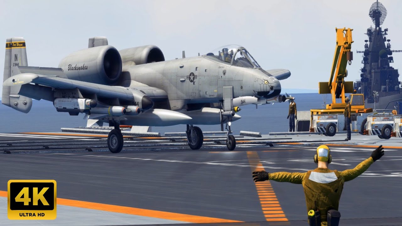 A10 Aircraft Cinematic Take Off From Aircraft Carrier || 4K 60FPS ...