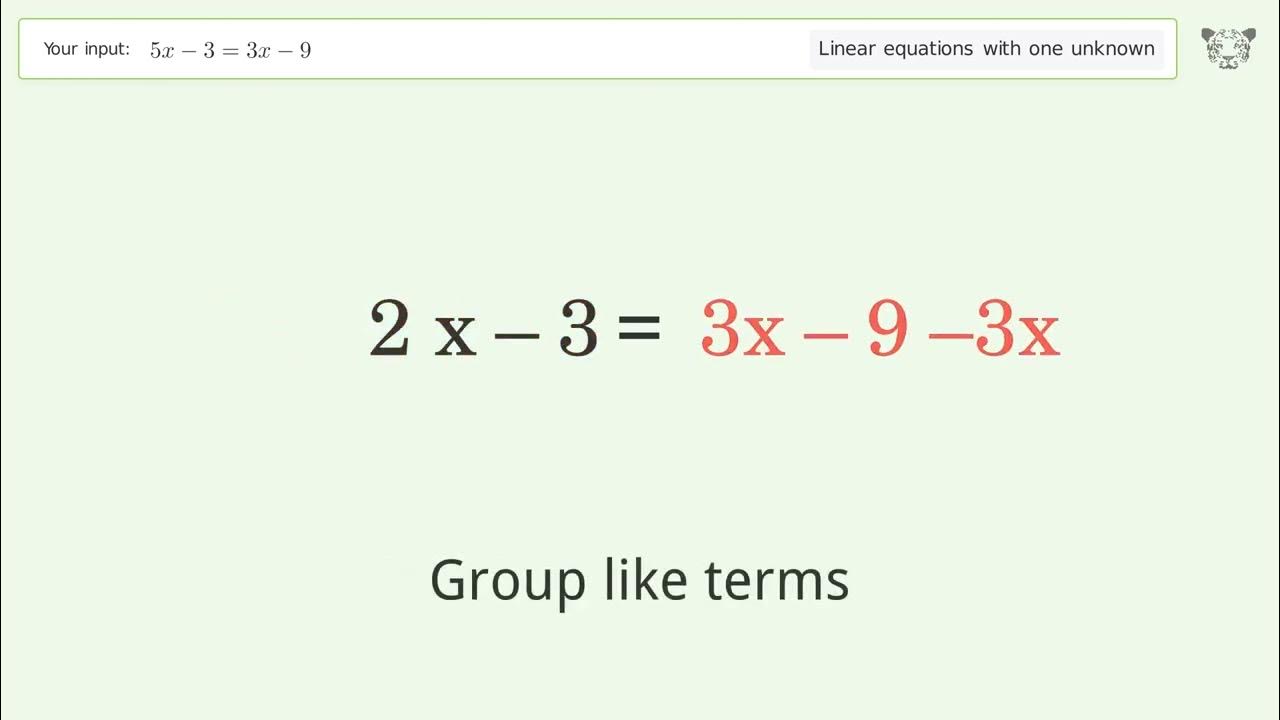 Linear Equation With One Unknown Solve 5x 3 3x 9 Step by step Solution linear-equation-with-one-unknown-solve-5x-3-3x-9-step-by-step-solution