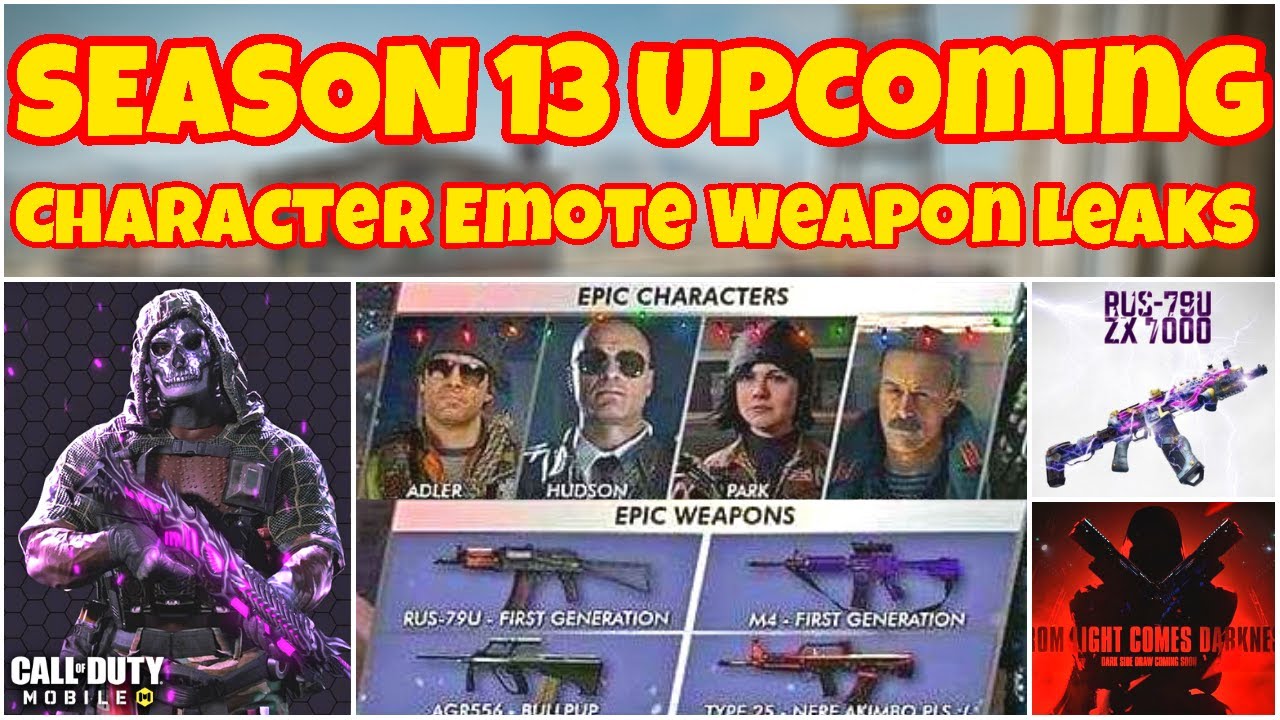 SEASON 13 Upcoming Character Emote Weapon Leaks Cod Mobile | Cod Mobile ...