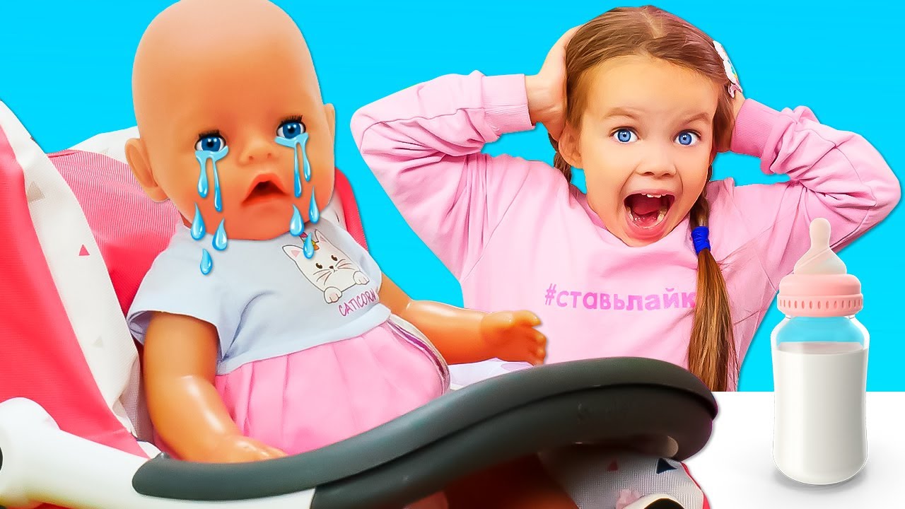 Baby Annabell doll is hungry! Kids pretend cooking toy food for baby ...