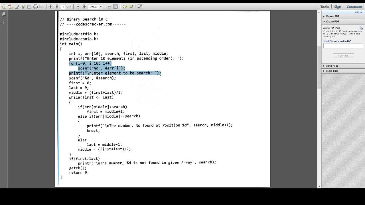 Binary Search in c programming language - YouTube