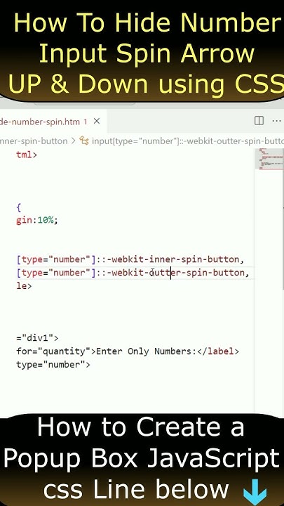 Hide Input Number Spin Arrow Textbox Arrows hide Spin Up Down #css - YouTube