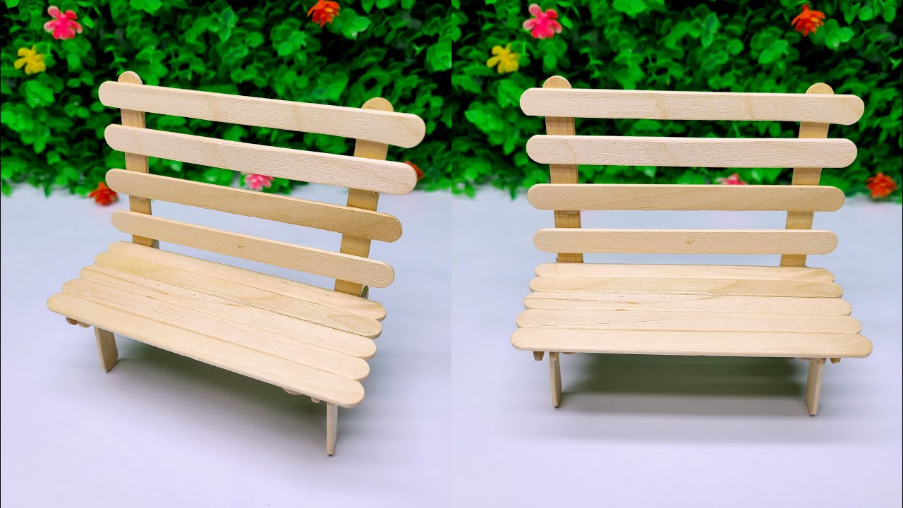 DIY Ice cream stick Park Bench | How to Make a ice Cream Stick Park ...