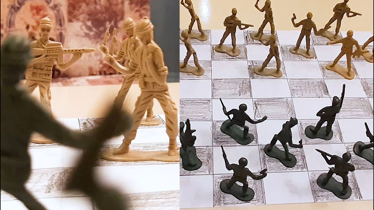 How To Play Checkers With Military Toys, Green And White Soldiers, # ...