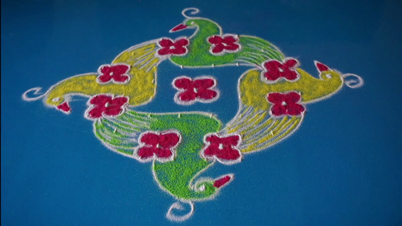 Easy birds rangoli designs 2020 || Rangoli World - YouTube