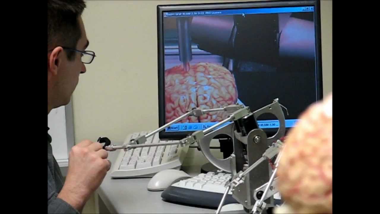 Simulated Haptic Telerobotic Brain Surgery - YouTube