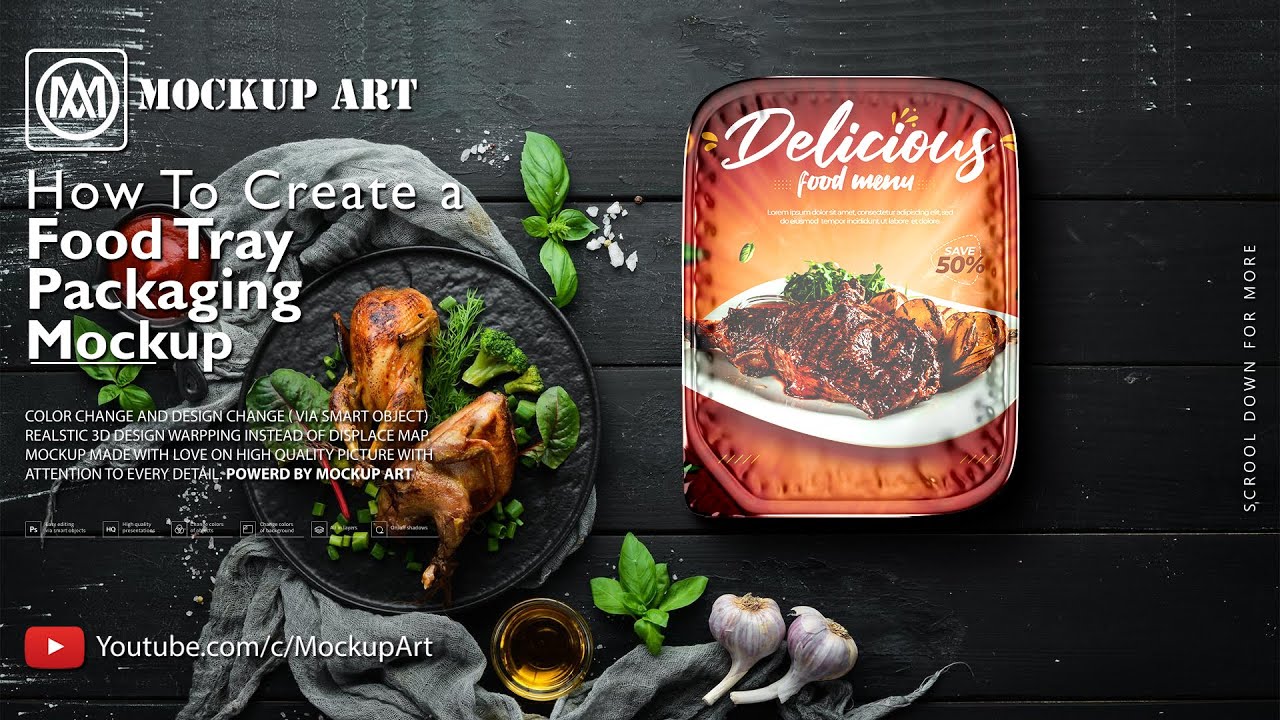 How To Create Realistic Food Tray Packaging Mockup | Photoshop Mockup ...