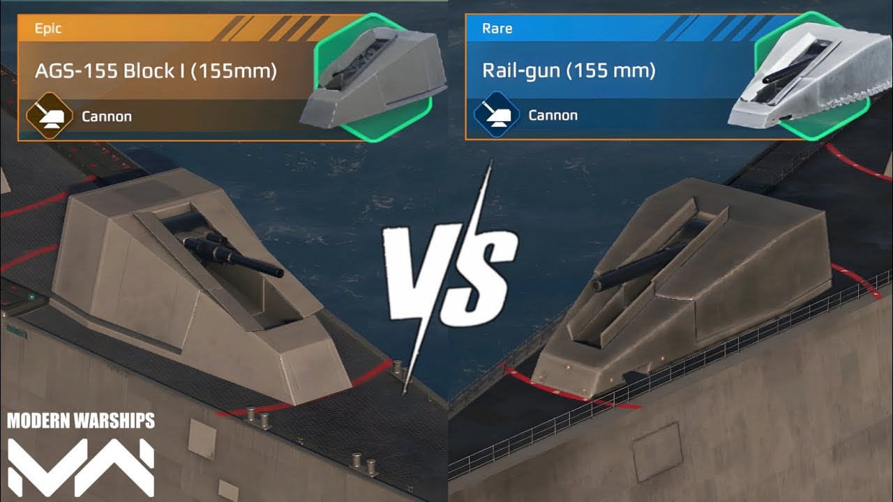 AGS-155 Block I (155mm) Vs Railgun (155mm) Comparison | Modern Warships ...