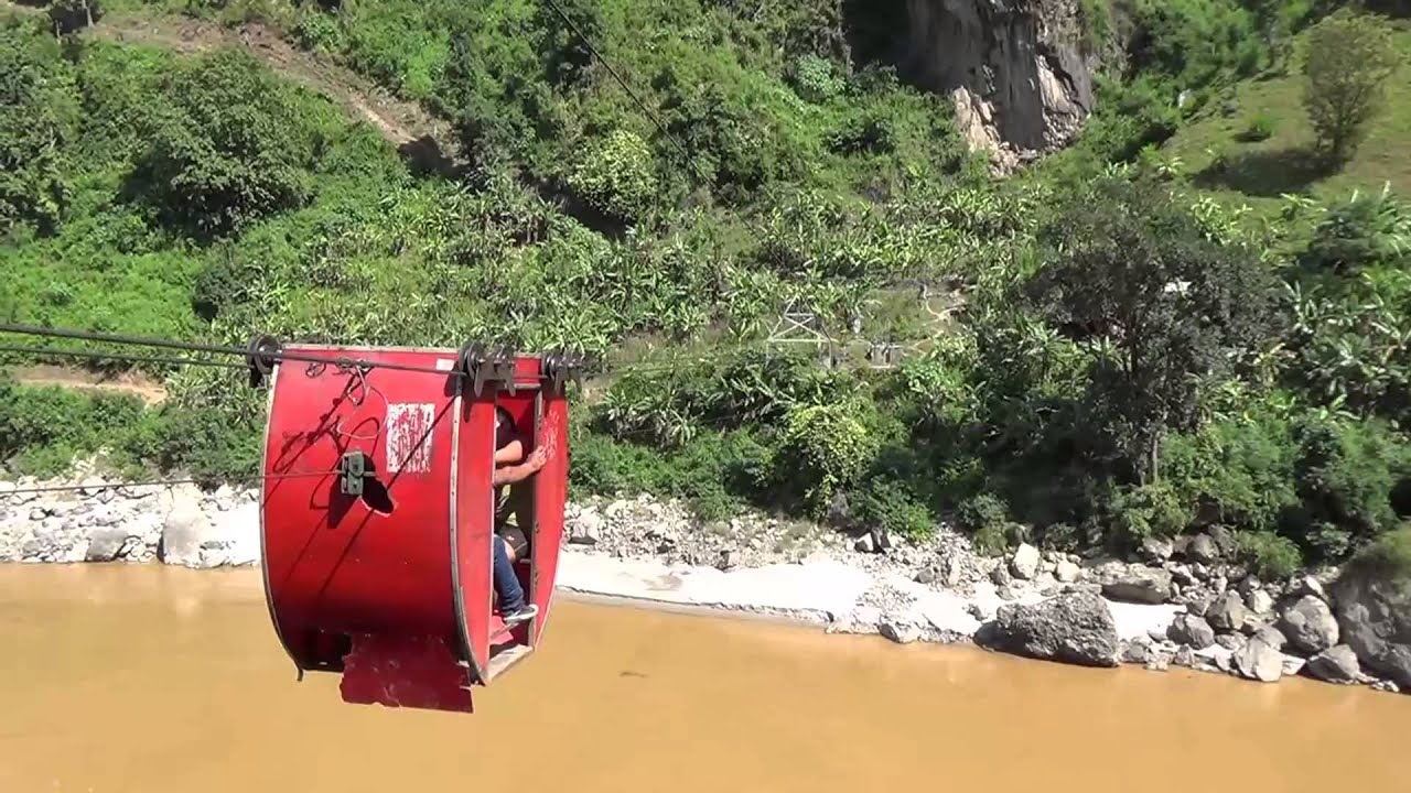 Tuin Cable Car over Trishuli River Nepal - YouTube